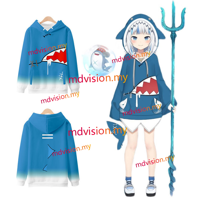 New Anime HOLO LIVE Gawr Gura Hoodie Japanese Men's Fashion Women's ...