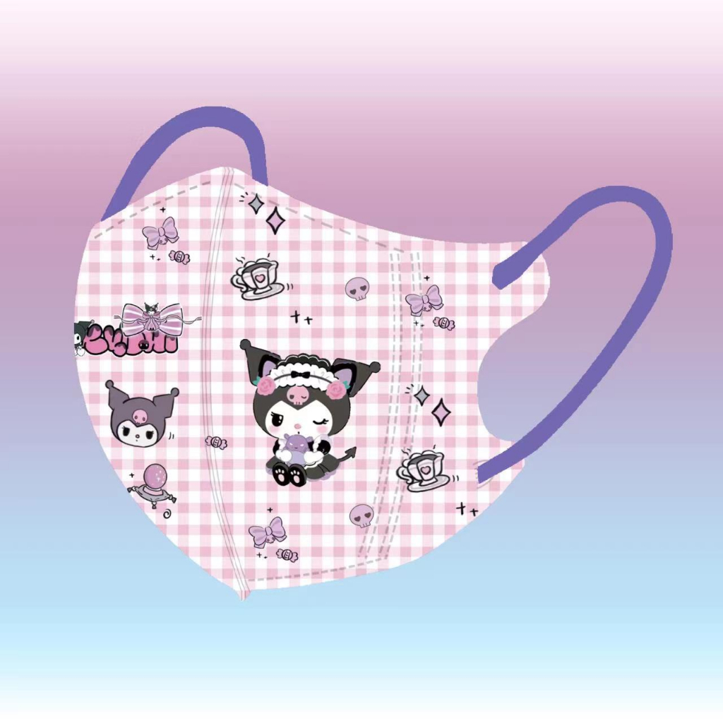 【Ready Stock】50pcs Kuromi Children's Cartoon 3D Mask 3-layer Protection ...
