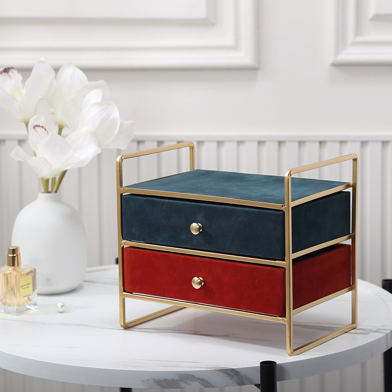 Casegrace Jewelry Box with Metal Rack Holder Double Layer Drawer ...