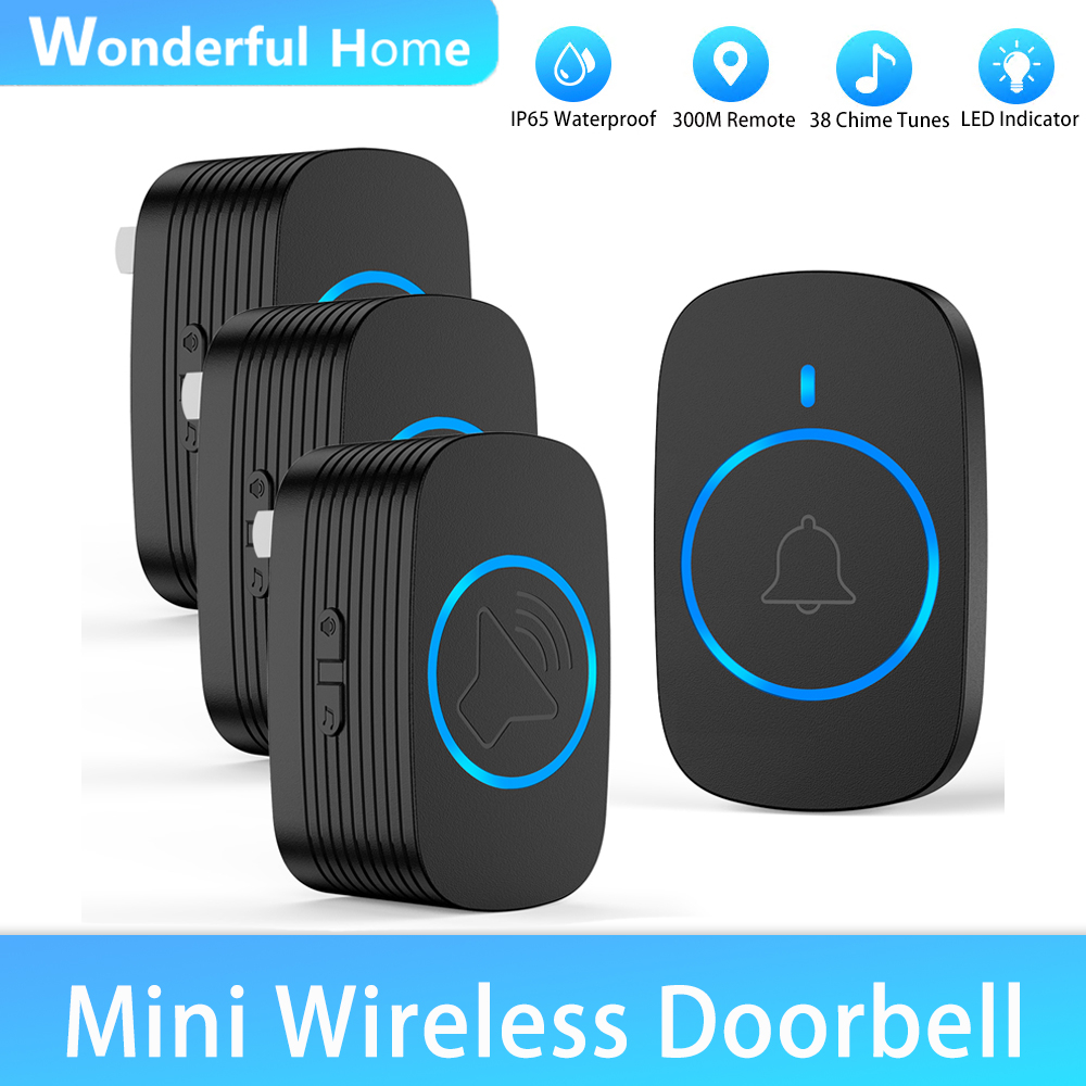 Mini Wireless Doorbell Waterproof Wireless Doorbell 300M Remote Long ...