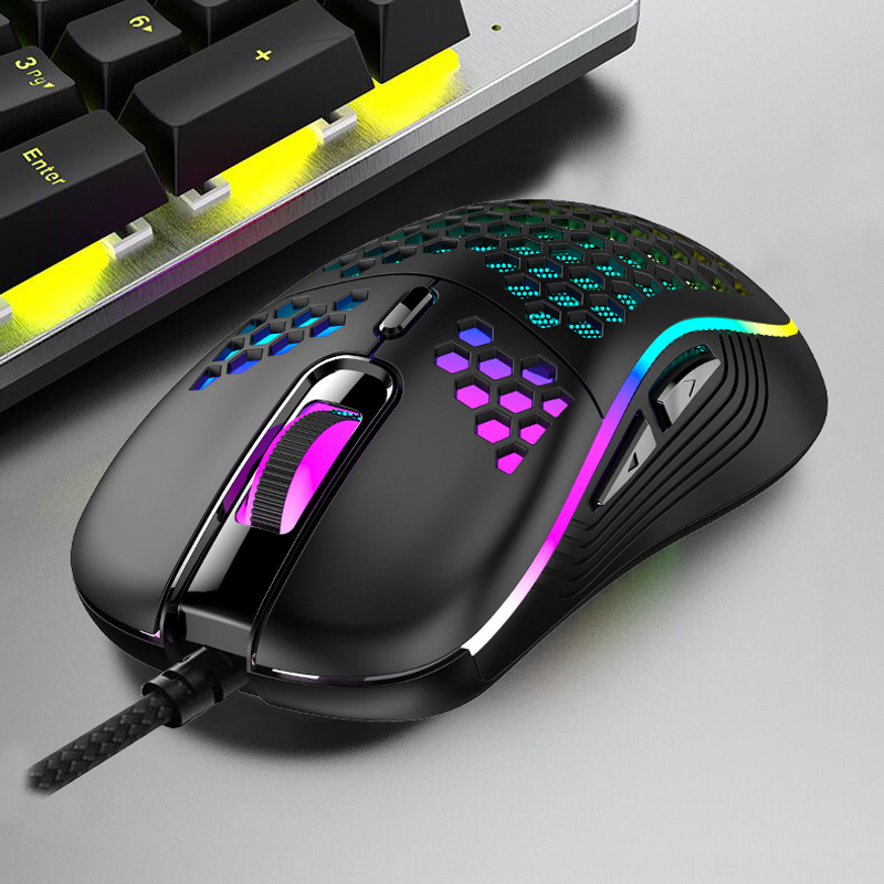 【MY Stock】Gaming Mouse RGB LED Backlit Wired Mouse Hollow-out Honeycomb ...