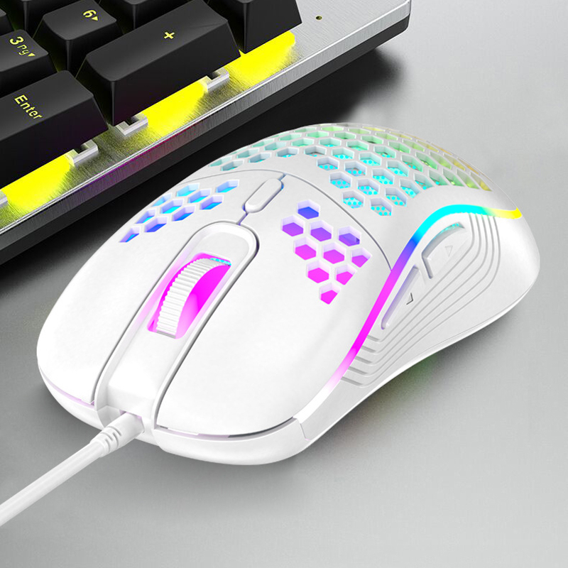 【MY Stock】Gaming Mouse RGB LED Backlit Wired Mouse Hollow-out Honeycomb ...