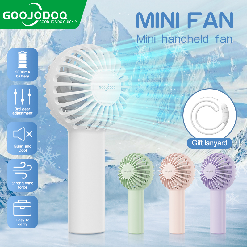 GOOJODOQ 3000mAh Mini Fan Portable Handheld kipas mini Strong Wind ...