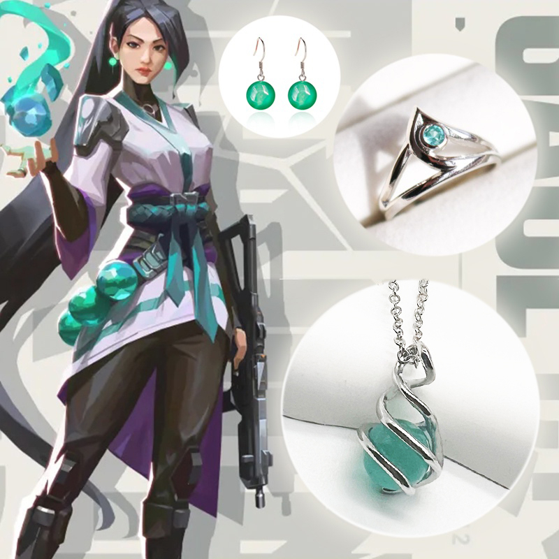 Game Valorant Earrings Sage Ring Necklace Unisex Pendant Fashion ...