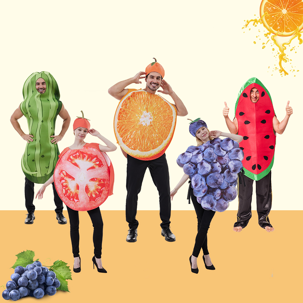 Ready Stock Women Cute Grape Costume Halloween Adult Funny Fruit Cosplay Outfit Lady Couples ...