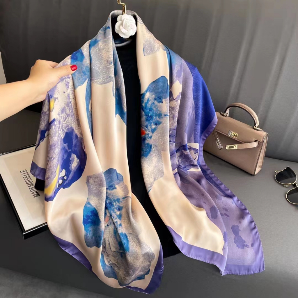 LISA Fashion Scarf 110X110 cm Square Scarf Printed Scarf women Lady ...