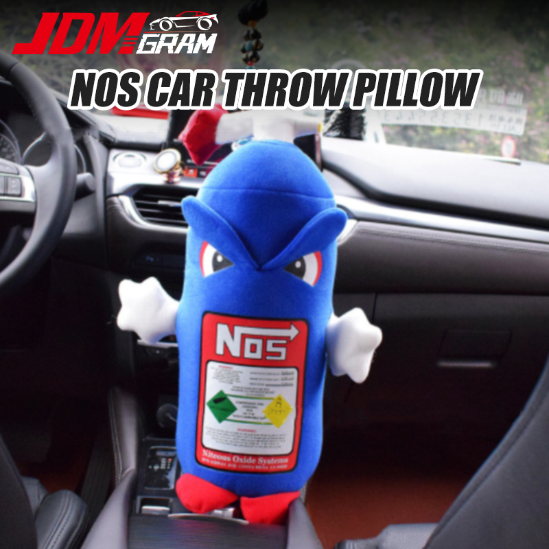 JDMGRAM NOS Car Throw Pillow Auto Soft Plush Toy JDM Racing Gas Bottle Pad Universal Plushie ...