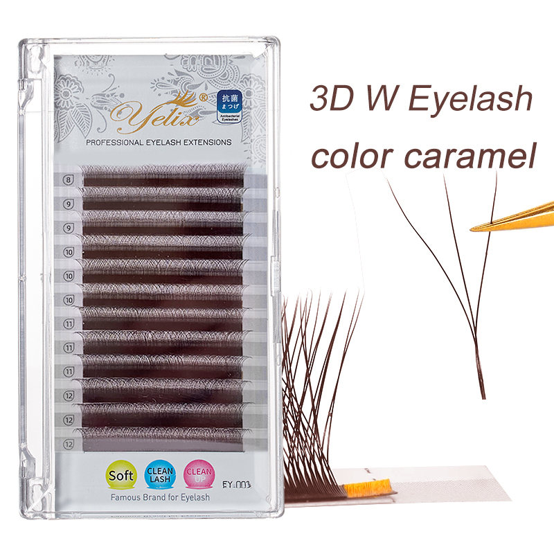 YELIX 3D W Clover Eyelashes Brown Caramel Color Soft Cilia W Egyptian ...