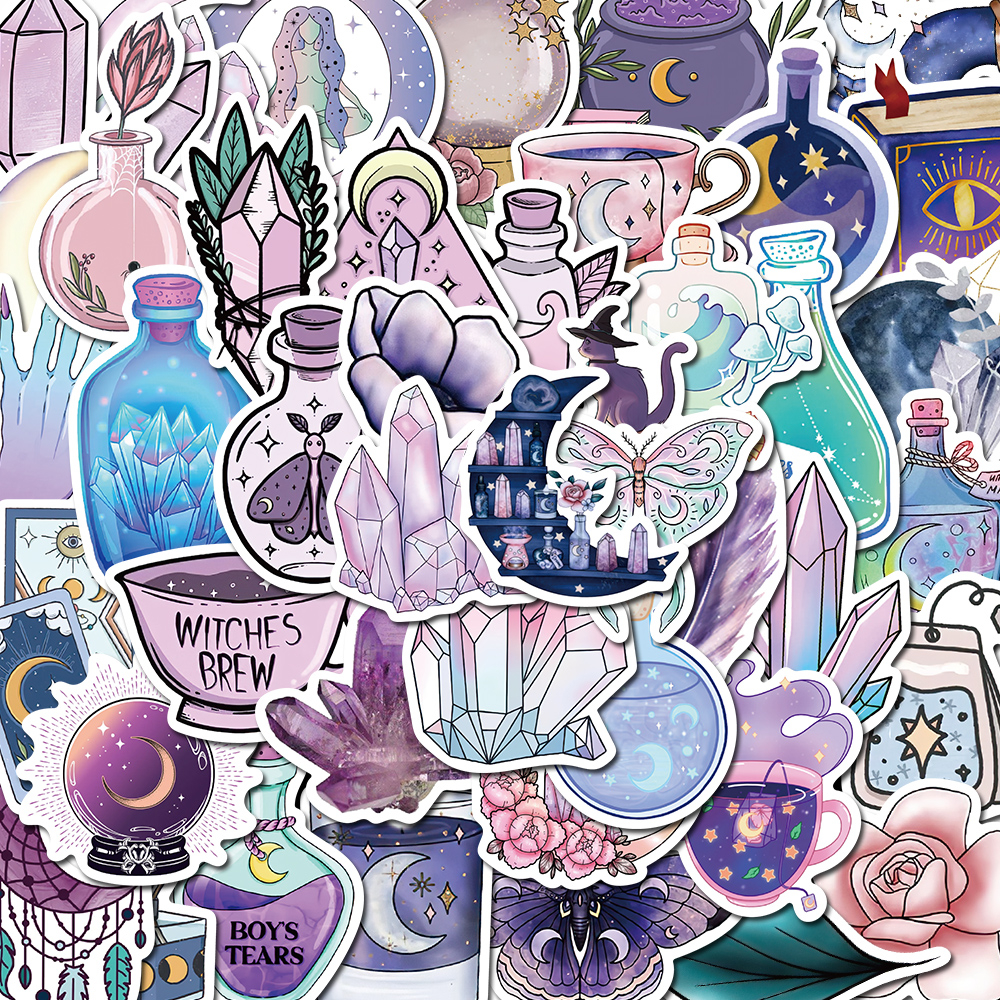 50pcs Magic Moon Exquisite Cute Cartoon Art Stickers Hand Ledger Phone ...