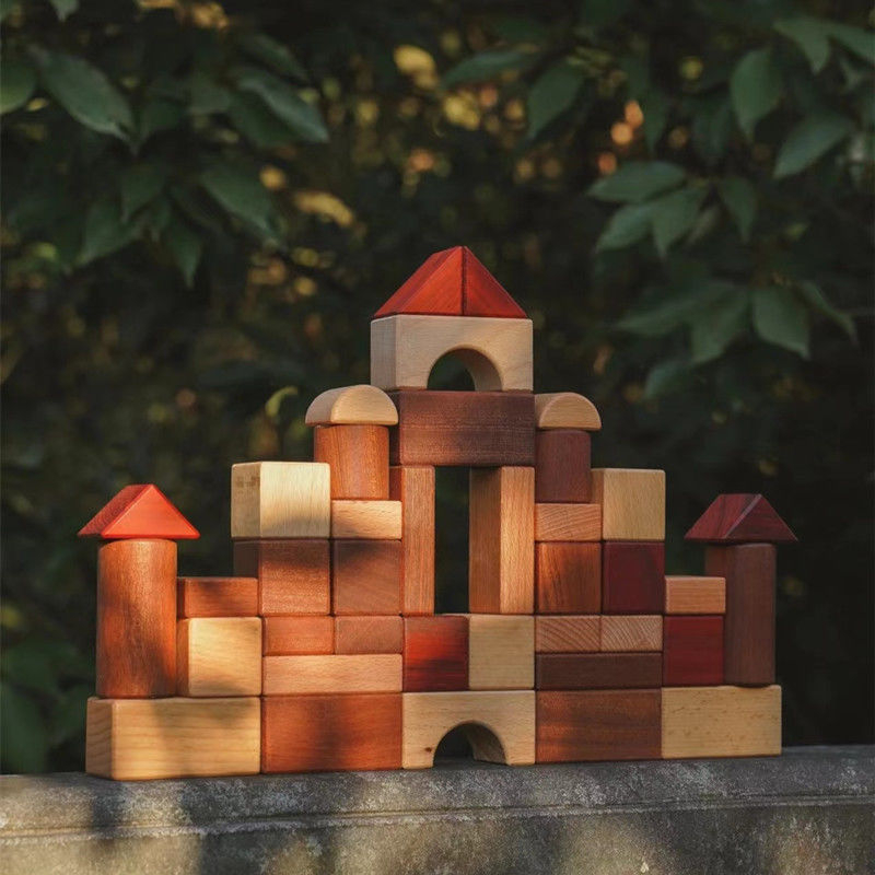 Large Wooden Building Blocks Set Wooden Solid Wood Building Blocks Game ...