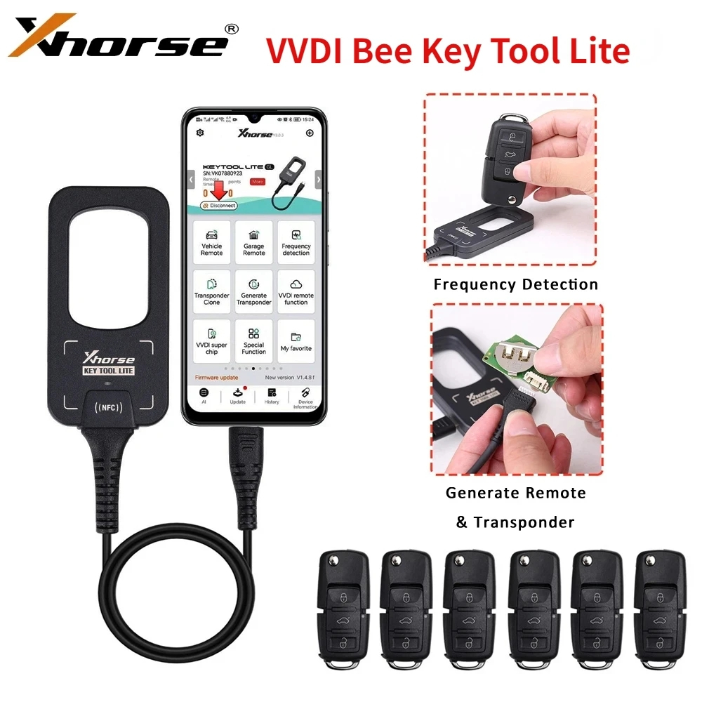 2023 Xhorse VVDI BEE Key Tool Lite Frequency Detection Transponder Clone Work on Android ...