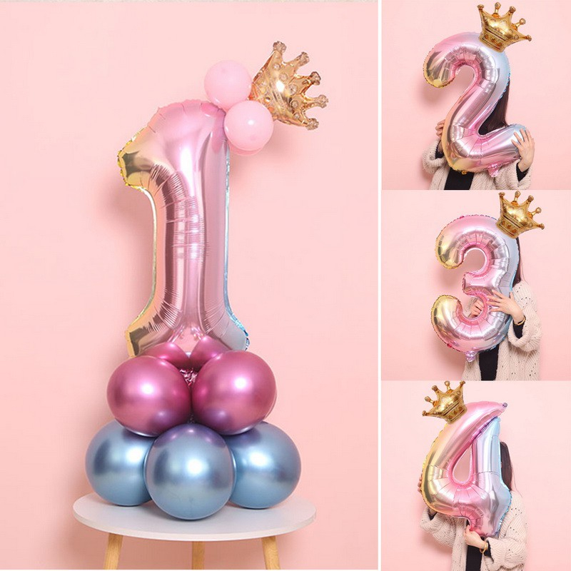 32 inch Rainbow Number Foil Number Air Balloons Balloons Happy Birthday ...