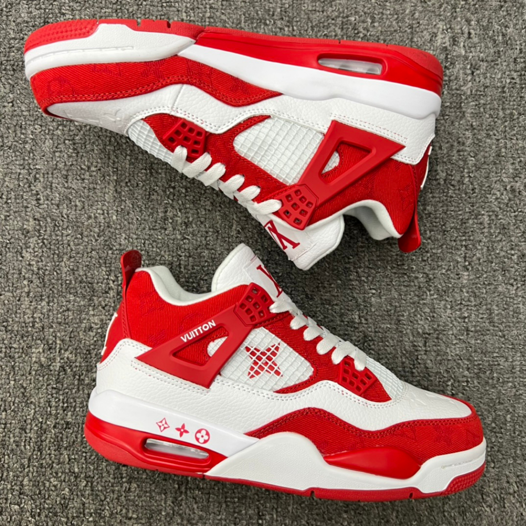 Air Jordan 4 Retro LV white and red co-branded basketball shoes AJ4×SB ...