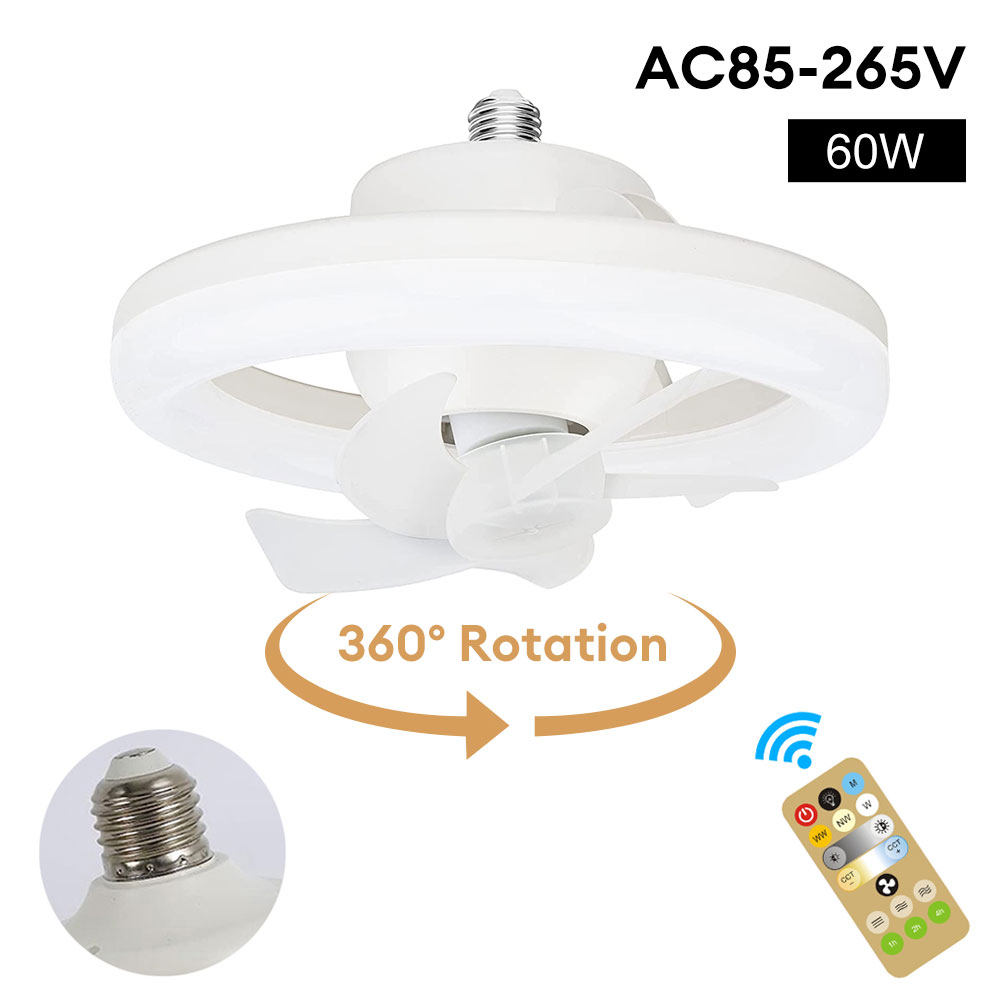 Quiet Ceiling Fan with Light 360°Rotable & Remote Control Fan Lamp for ...