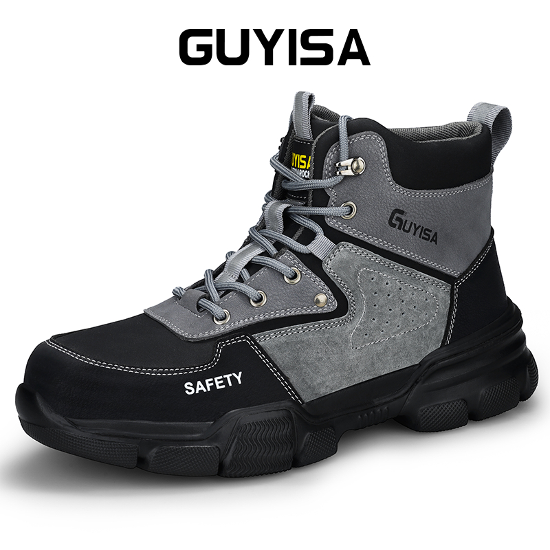 GUYISA Safety Shoes Men's Steel Toe Toe Non-Slip Comfortable High Top ...