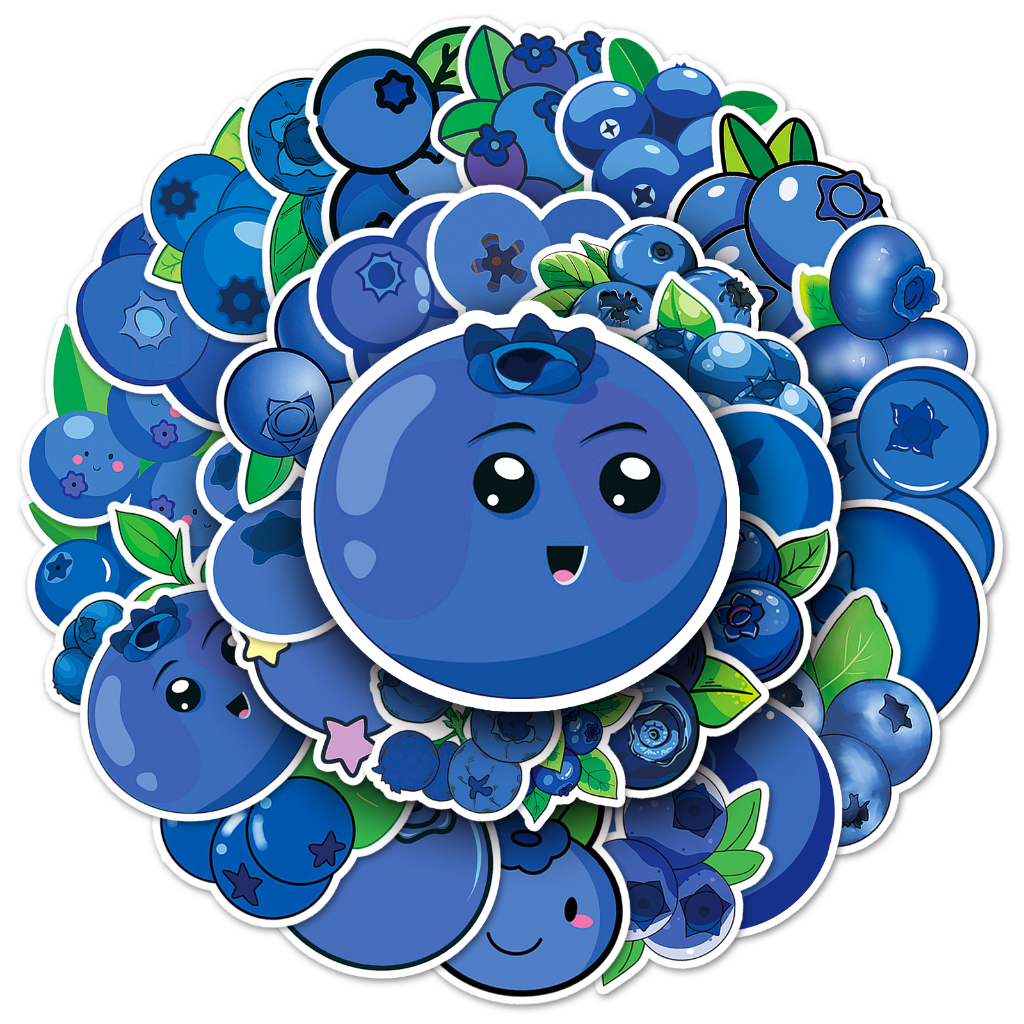 50Pcs Cartoon BlueBerry Cute Cartoon Waterproof Sticker Skateboarding ...