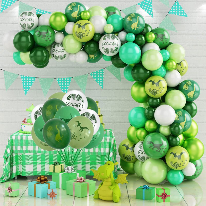 82pcs Dinosaur Birthday Arch Balloons Garlands Jungle Safari Dinosaur ...