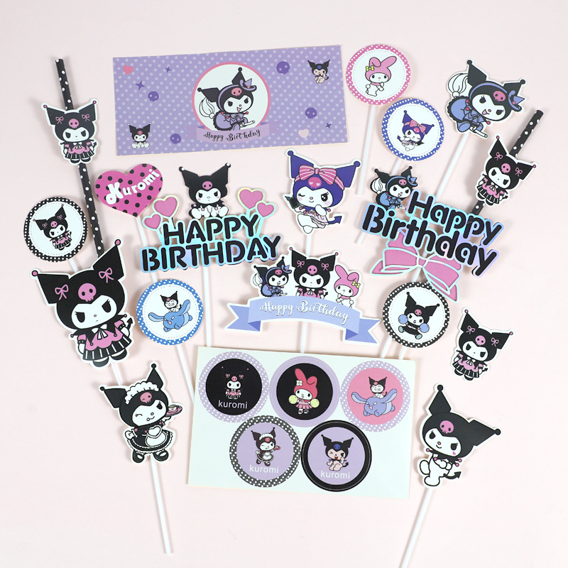 Set of 10 Piece Kuromi Cake Topper Paper Cartoon Cartoon Anime Figures ...