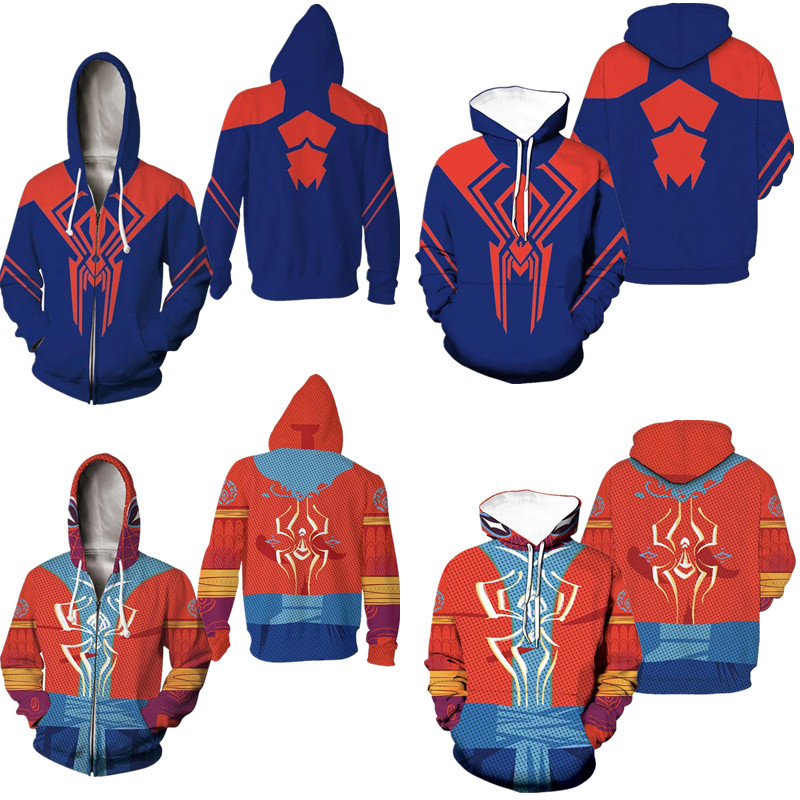 Spider-Man Across the Spider-Verse Zipper Hoodie Superhero Sweater ...