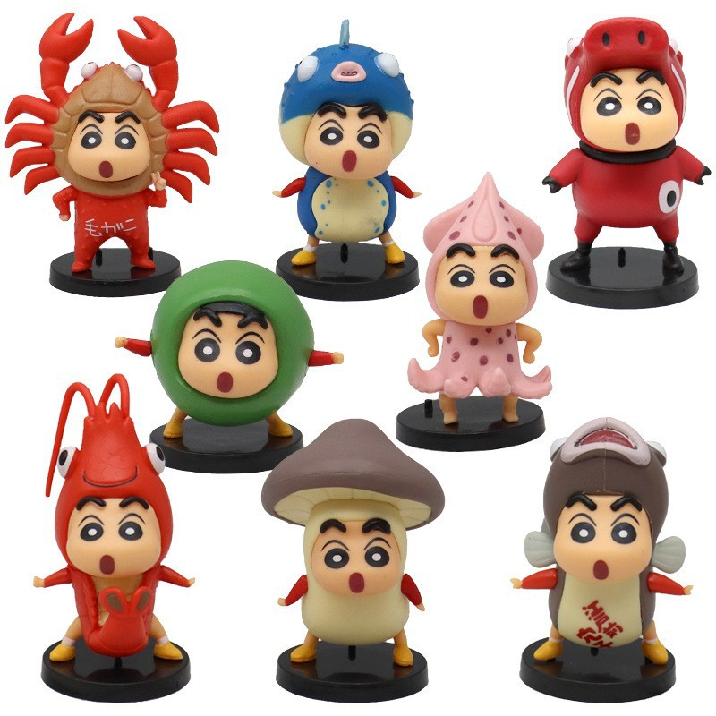 6Pcs/8Pcs/Set 7.5cm Anime Crayon Shin-chan Figure Nohara Shinnosuke ...