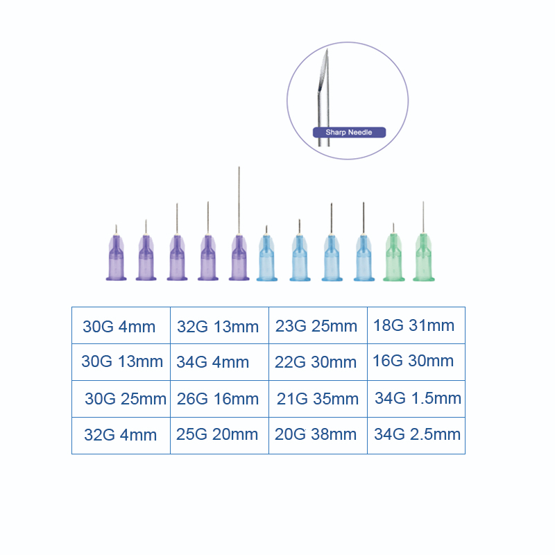 100pc Meso needles micro needle 30G 4mm 13mm 25mm 34G 1.5mm 2.5mm 1 box ...