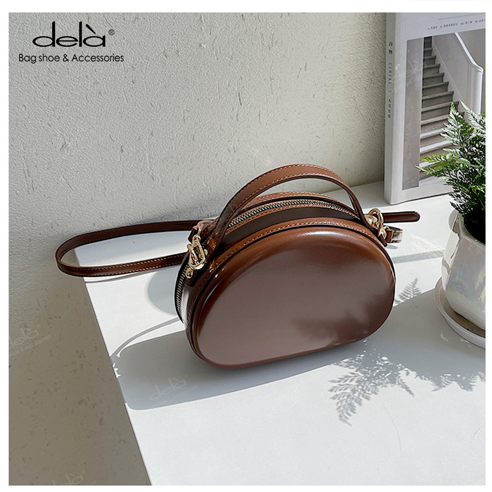 Dela Handbag female European and American fashion handbag solid color ...