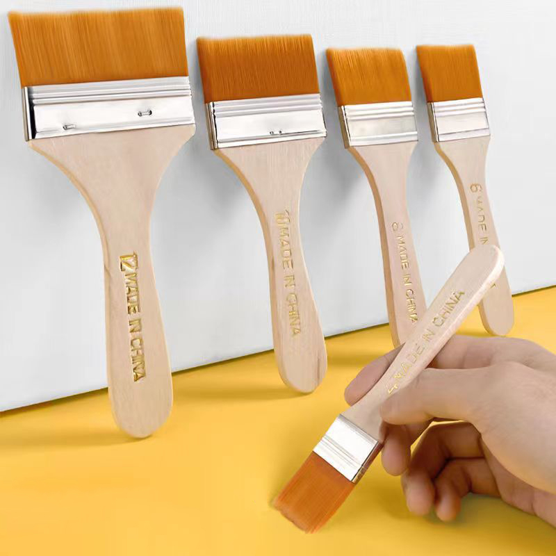 Kit 7 Pieces Flat Soft Nylon Paint Brush Set Berus Cat Kayu | Shopee ...
