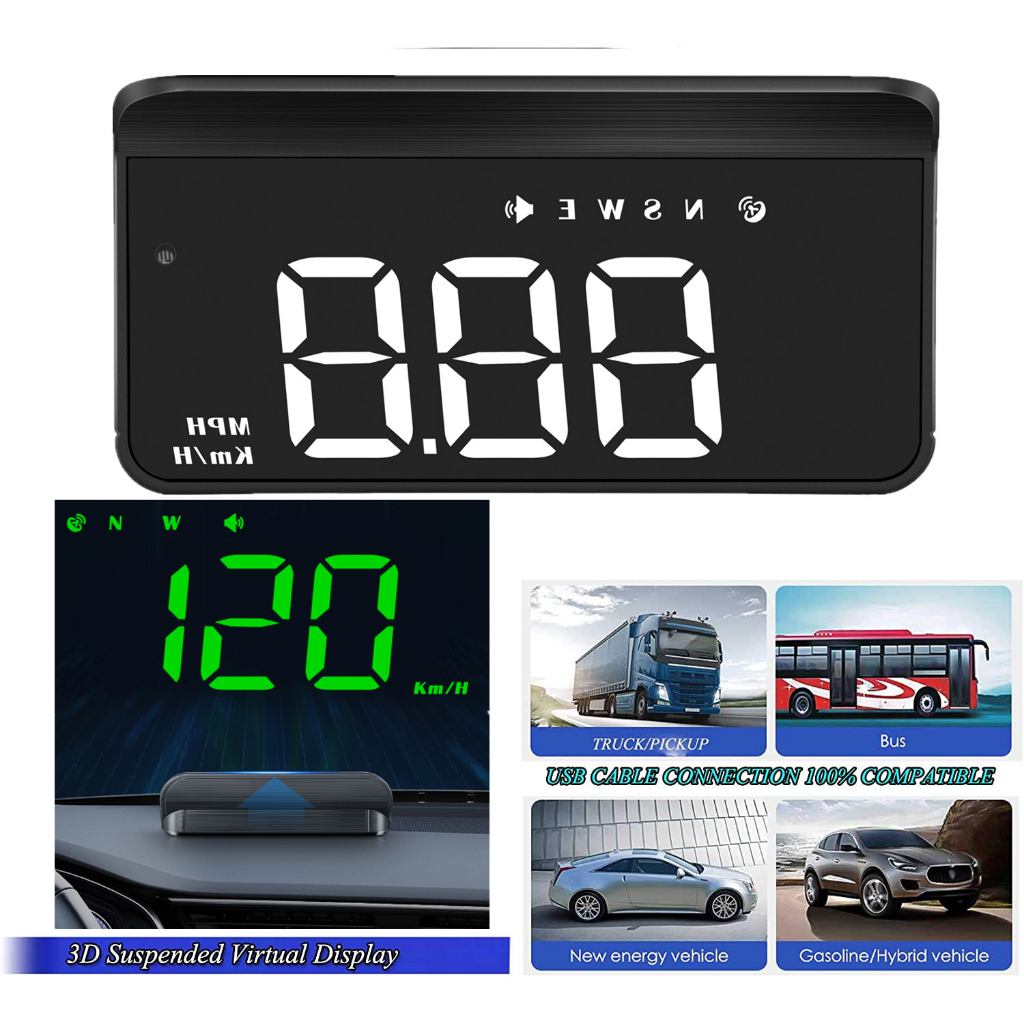 M1 GPS HUD head-up display GPS model car shape speeding warning windshield projector General ...