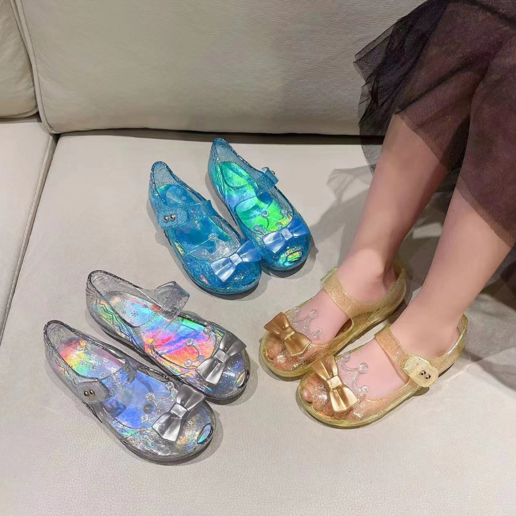 Girls' translucent Jelly Sandals Children's Princess Crystal Shoes ...