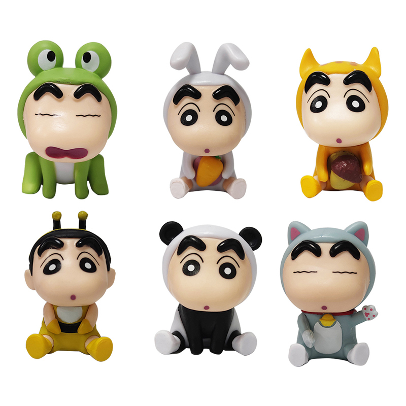6Pcs/Set Yoshito Usui Anime Crayon Shin-chan Figure Nohara Shinnosuke ...