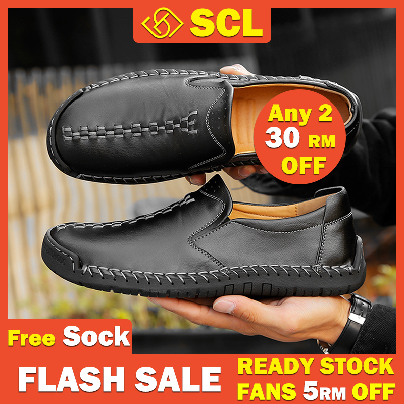 [ SCL ] [4 Colors]2023 Men's Shoes Cow Leather Casual Slip-on Kasut ...
