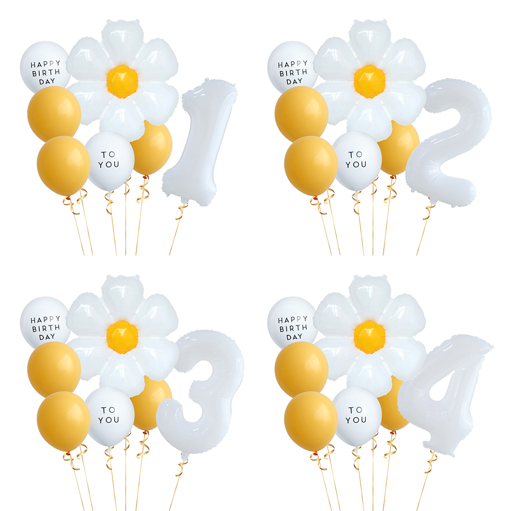 8pcs/set Daisy number Balloon 30 inch 1-9 White Digital Balloons for ...