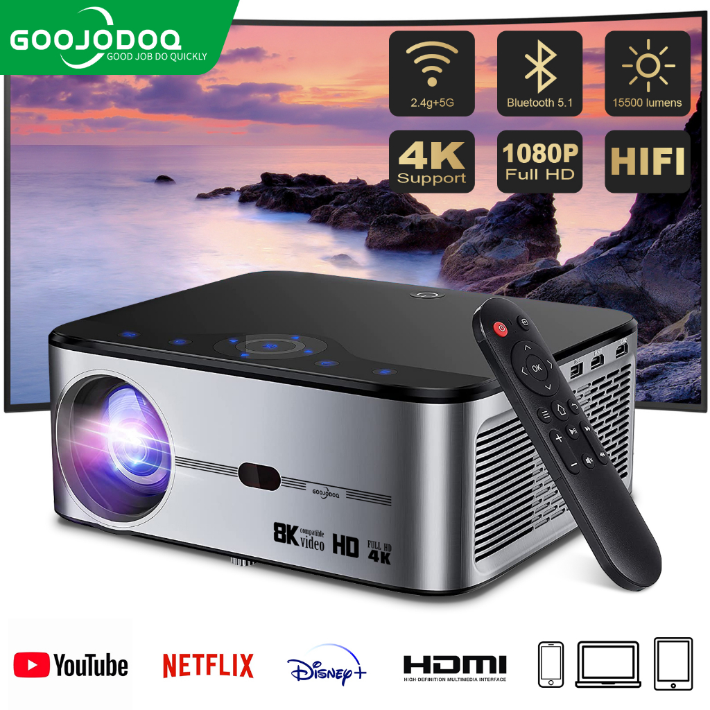 GOOJODOQ 1080p Projector Full Hd 4k Lm Android Wifi Compatible 8k Movie ...