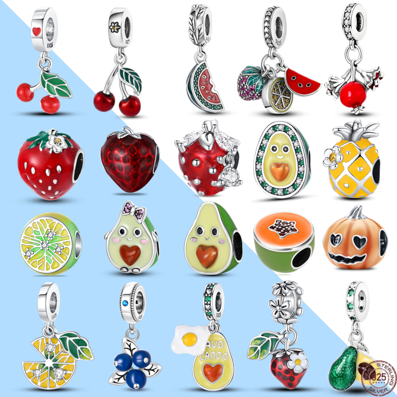 New Style 925 Sterling Silver Fruit Series Pendant Beaded Lemon and ...