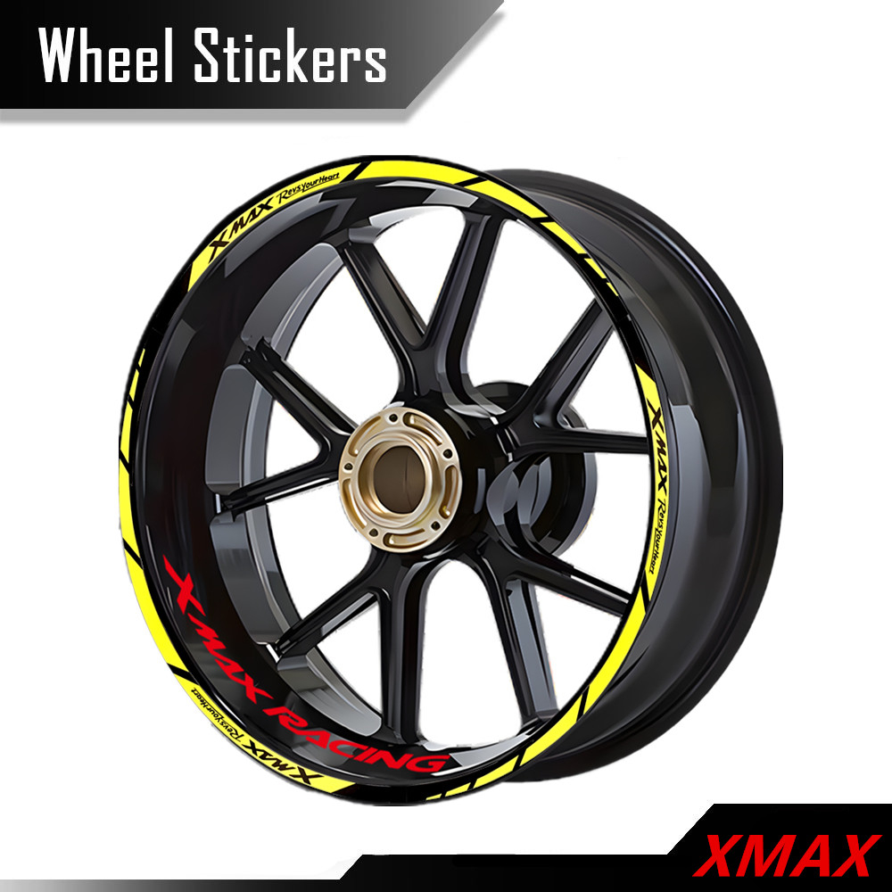 YAMAHA XMAX Reflective Wheel Sticker Front 15 "Rear 14"Hub Decals Rim ...
