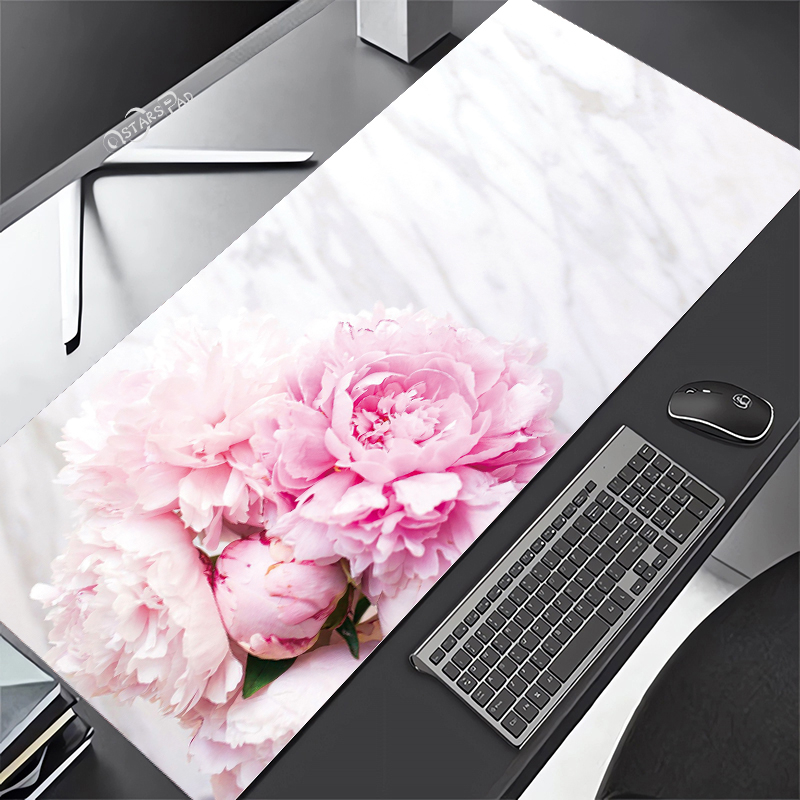 Cherry blossom mousepad, pastel pink desk mat, cute sakura flowers, xxl ...
