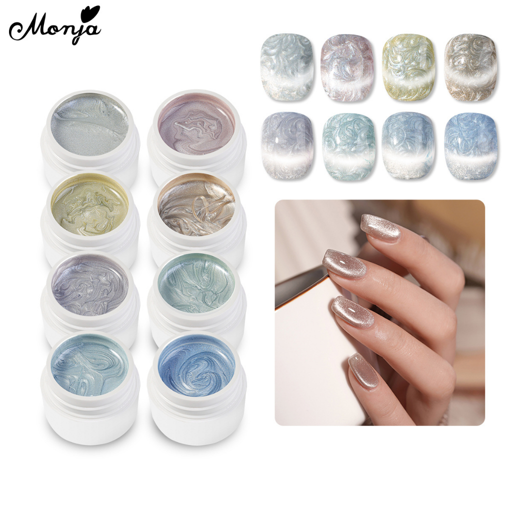 Monja 8ml Cat Magnetic Gel Nail Polish Pearl Shell Thread Pattern ...