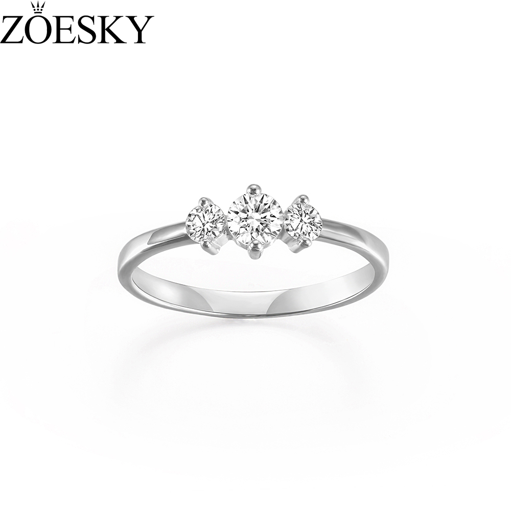 ZOESKY Real 925 Sterling Silver Stackable Rings For Women Sparkling ...