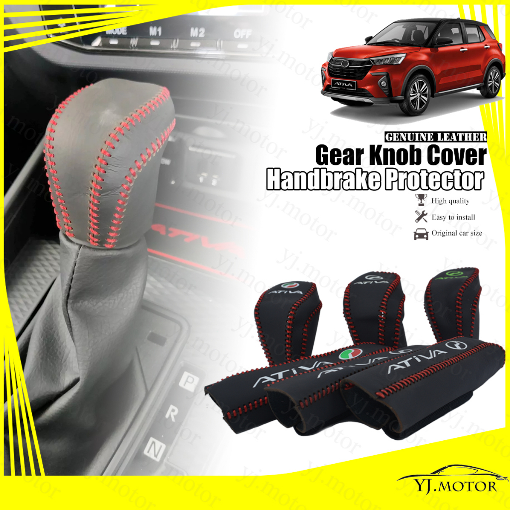 For 2021 - 2023 Perodua Ativa Genuine Leather Gear Shift Knob Handbrake ...