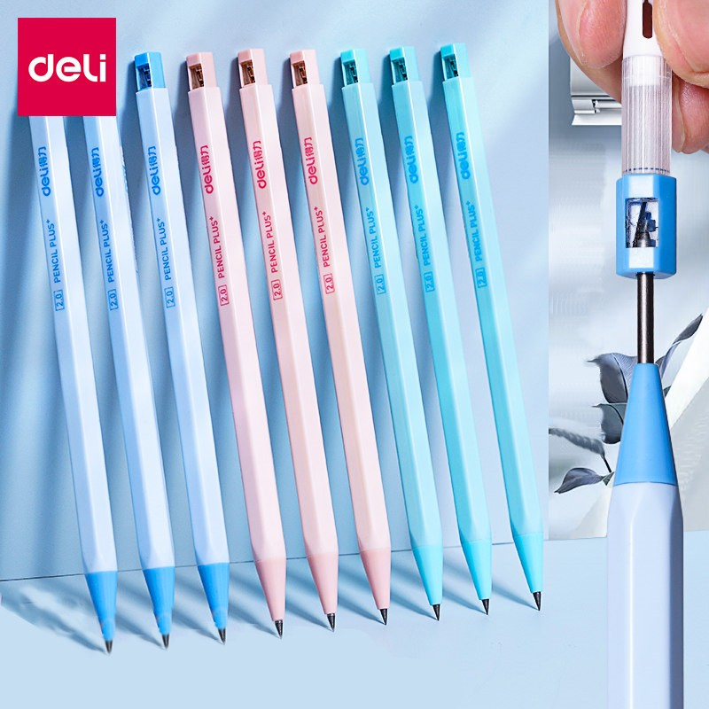 Deli Mechanical Pencil 2.0mm 2B Hexagonal Retractable Pencil For School ...