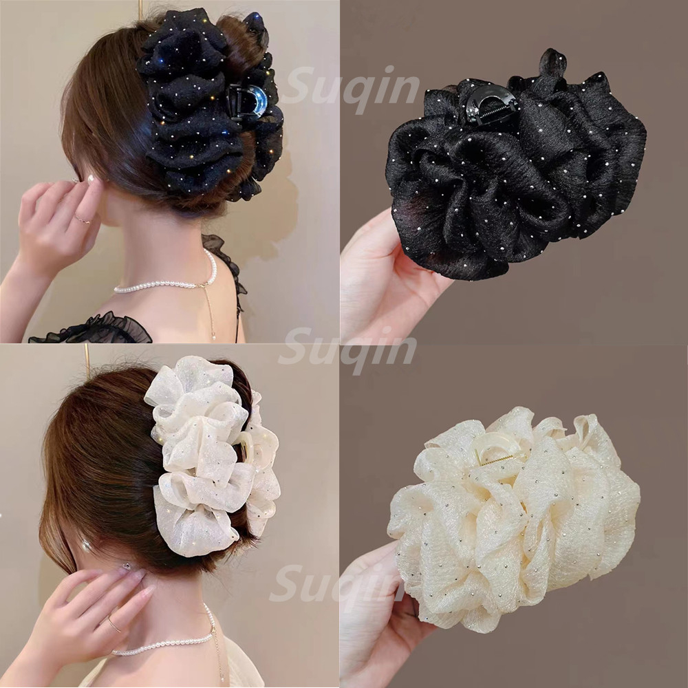 Single set bubble mesh grab clip fabric bow shark clip female commuting ...