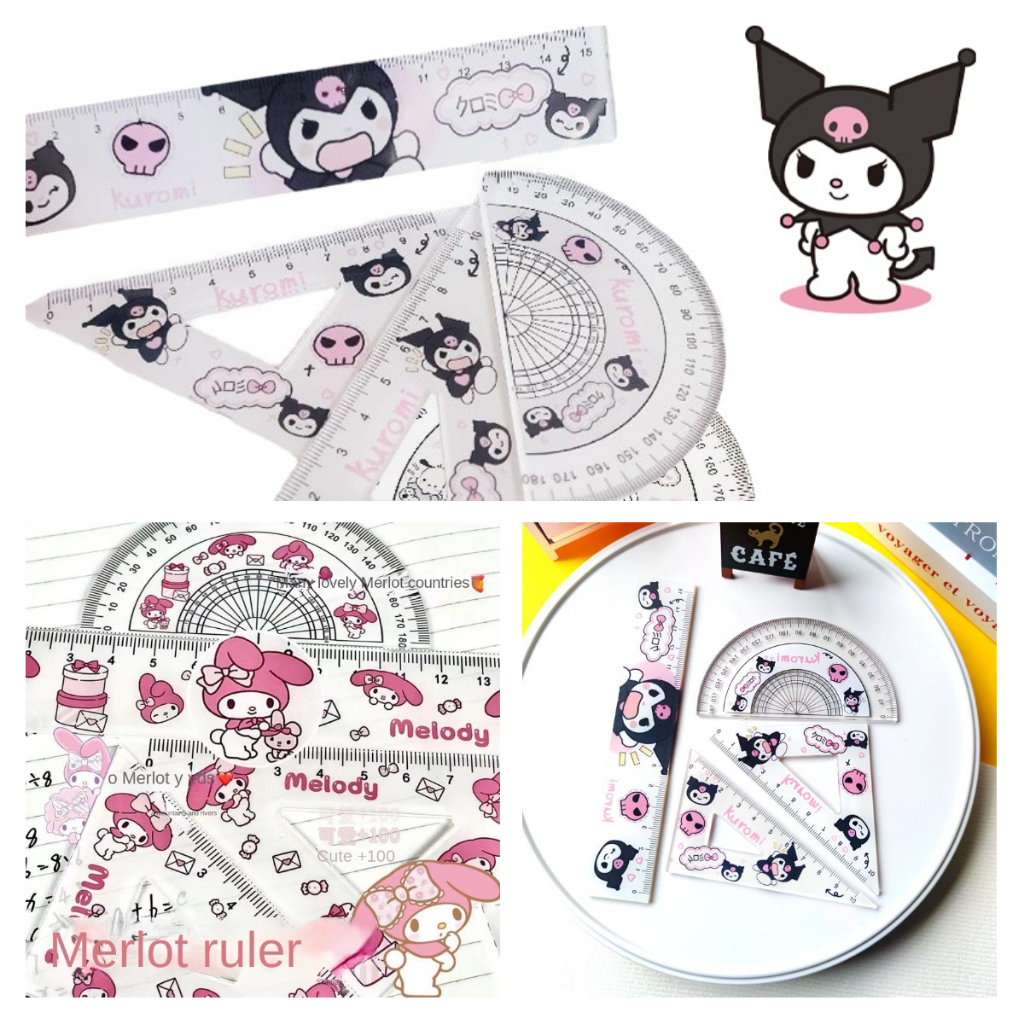 4 In 1 Sanrio Kuromi Melody Cinnamoroll Ruler Stationery Set ...