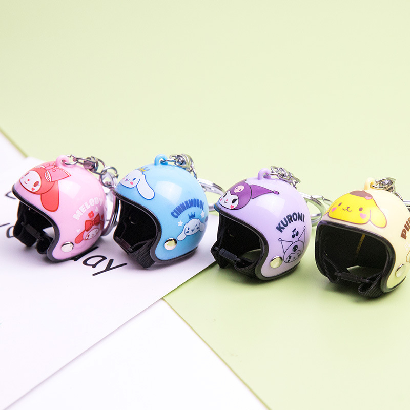 New Sanrio Motorcycle Helmet Keychain My Melody kuromi Cinnamoroll Hard ...