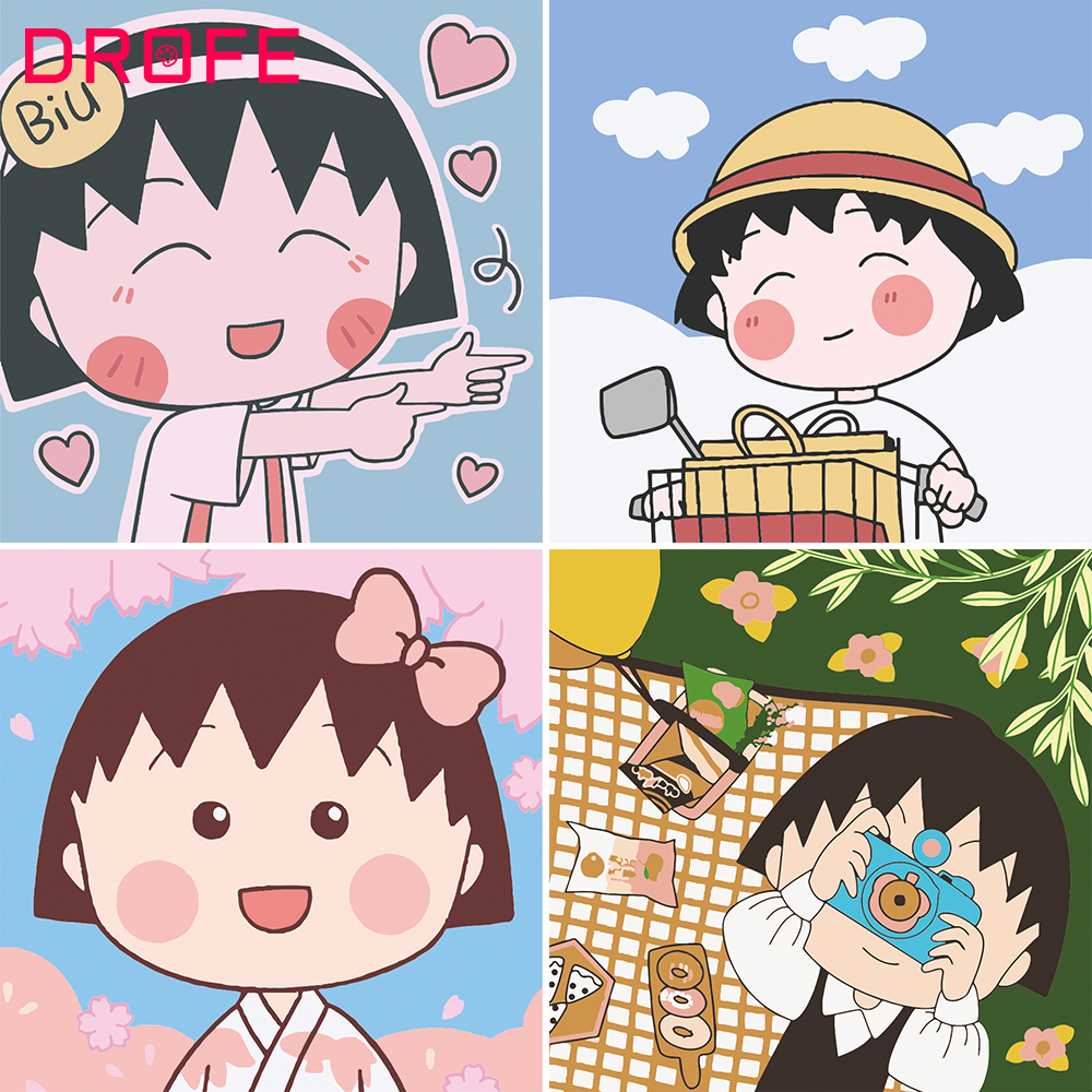 DROFE Paint By Numbers Chibi Maruko Chan Drawing Practice For Kids With ...