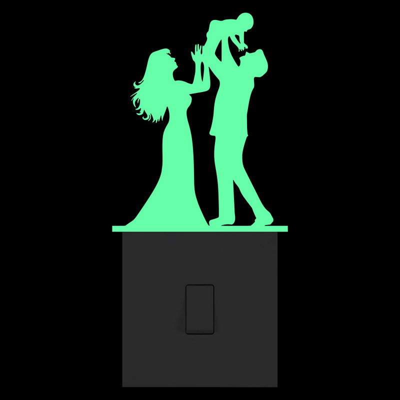 A Happy Family Glow in the Dark Sticker Father Mother and Kid Vinyl ...