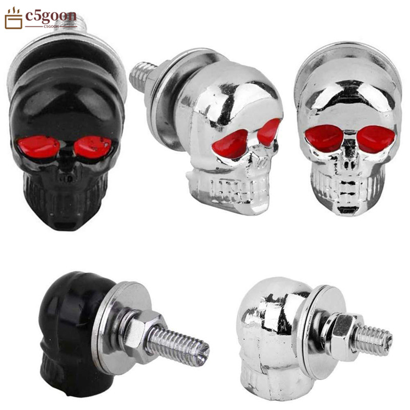 C5GOON 2Pcs Skull License Plate Frame Bolts Screws Fastener Cap Bolts ...