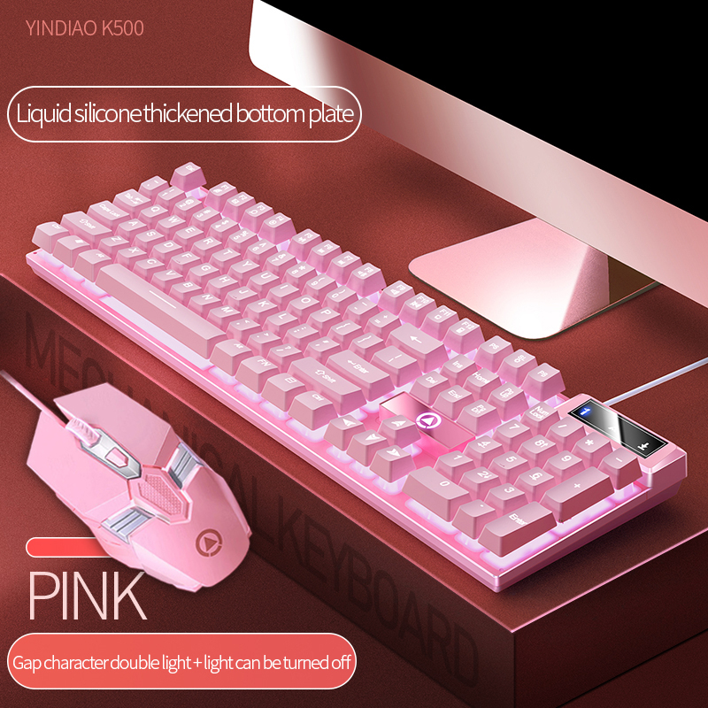 Cute Pink Purple Gaming Keyboard And quiet Mouse Set kit Wired Headset ...
