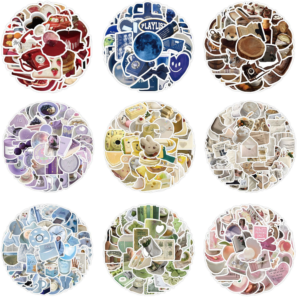 60PCS INS Retro Style Dopamine Solid Color Scheme Stickers For Luggage ...