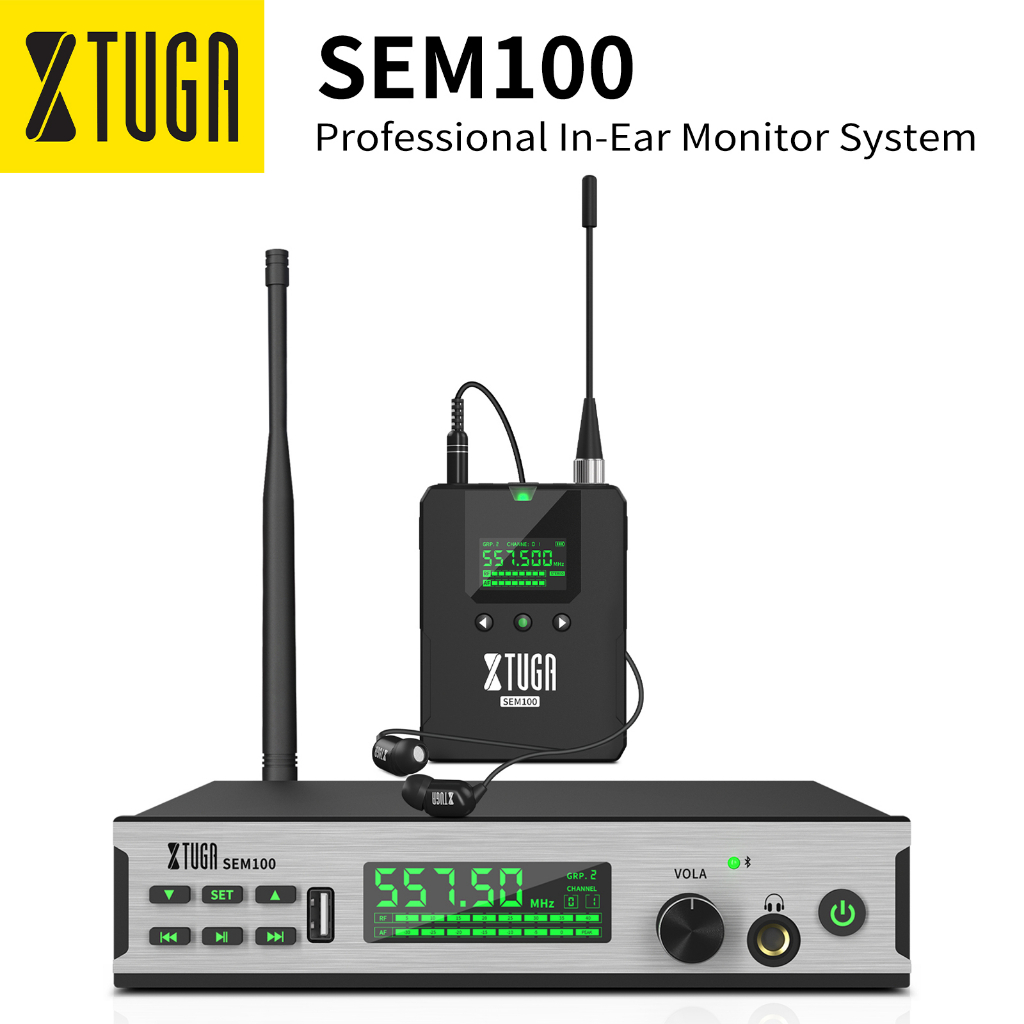 XTUGA SEM100 UHF Stereo Wireless In Ear Monitor System Audio ...