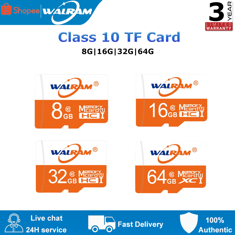 Walram TF Card CLASS10 Micro SD Memory Card 128GB 64GB 32GB 16GB Mini ...